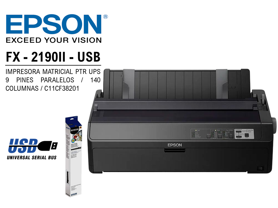 IMPRESORA EPSON MATRICIAL FX2190II PTR UPS 9 PINES PARALELOS / 140 ...
